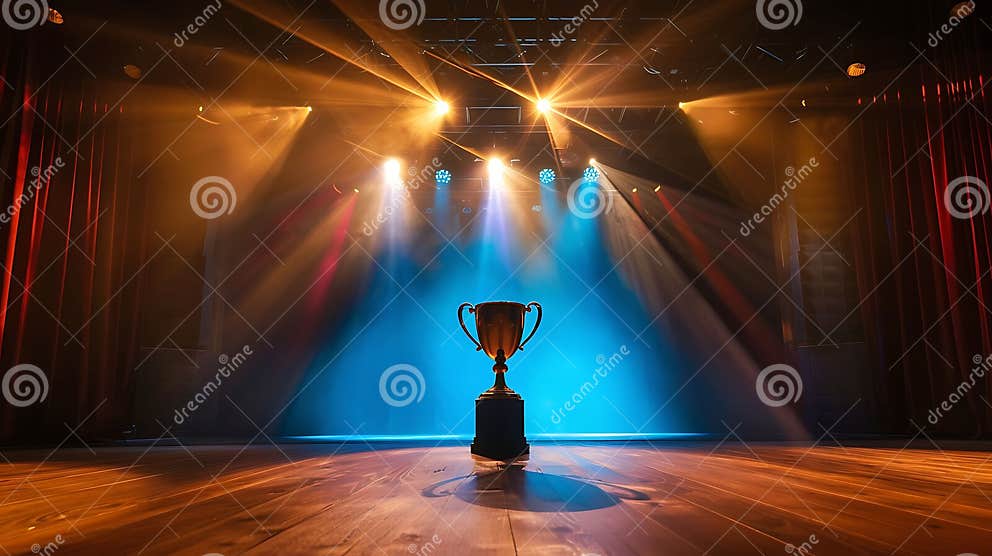 Trophy on Stage with Spotlight Stock Illustration - Illustration of ...
