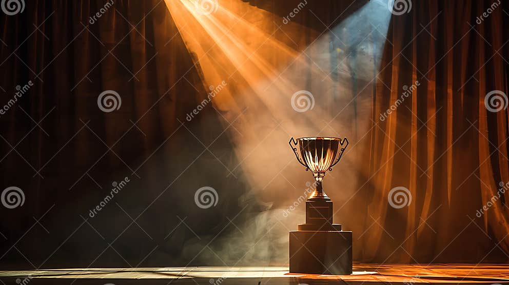 Trophy on Stage with Spotlight Stock Illustration - Illustration of ...