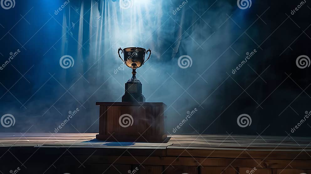 Trophy on Stage with Spotlight Stock Illustration - Illustration of ...