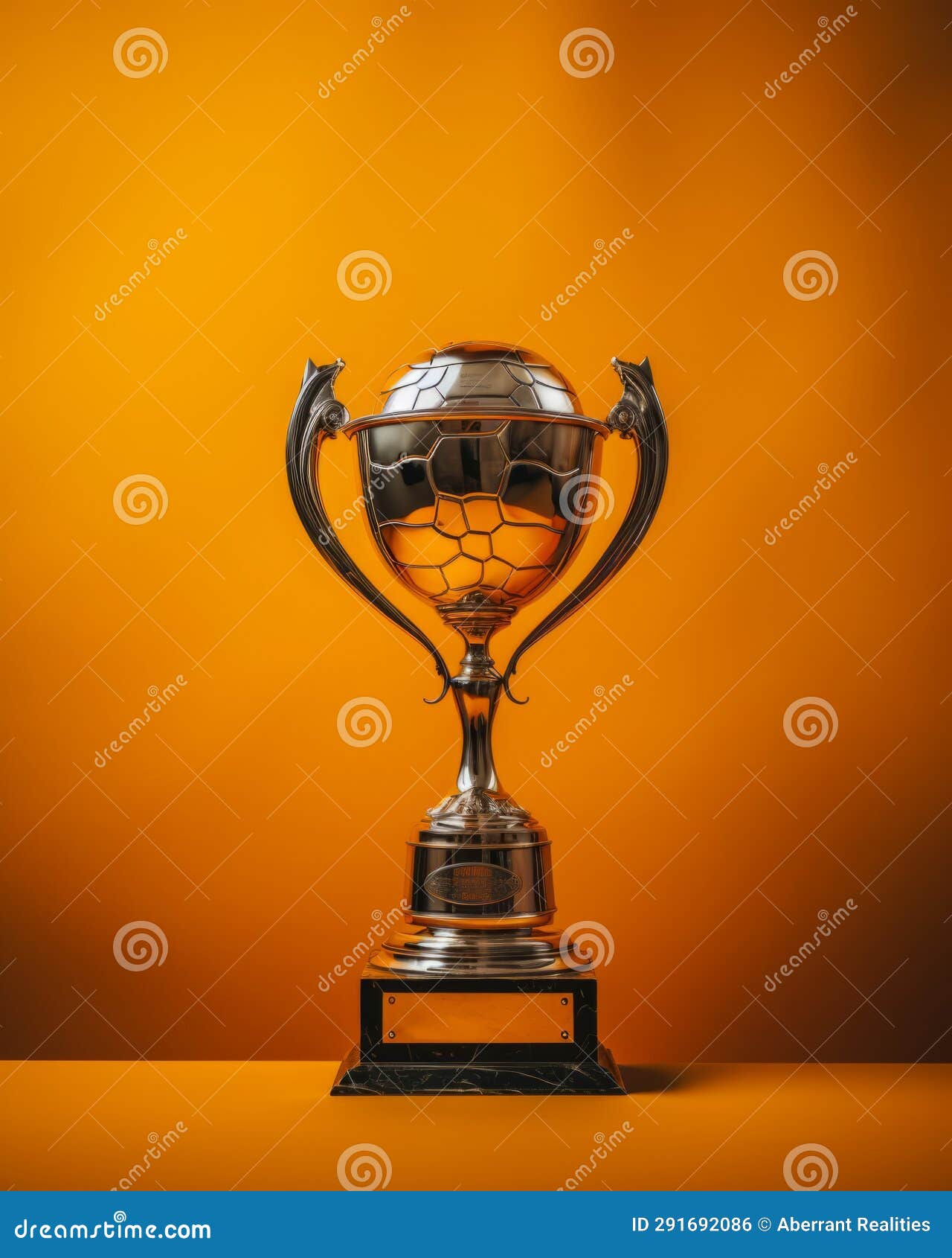 A Trophy on a Stand Against an Orange Background Stock Illustration ...