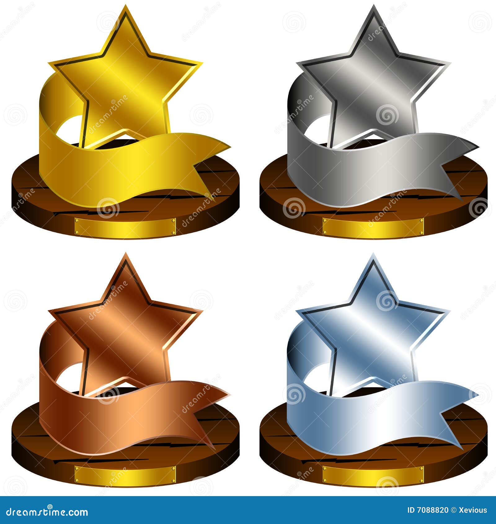 Trophy Stars, Reward, Ribbon Stock Illustration - Illustration of glow ...