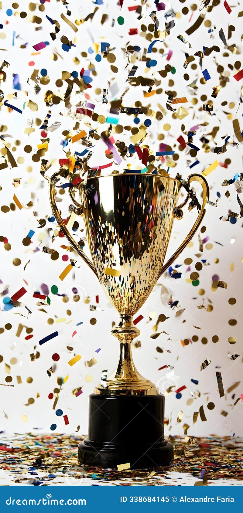 Trophy Surrounded by Colorful Confetti Stock Illustration ...