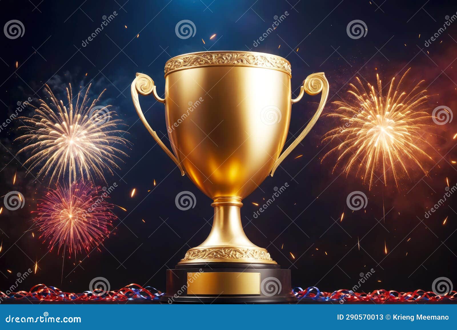 Trophy of Triumph, Celebratory Firework Explosion, AI Generated Stock ...