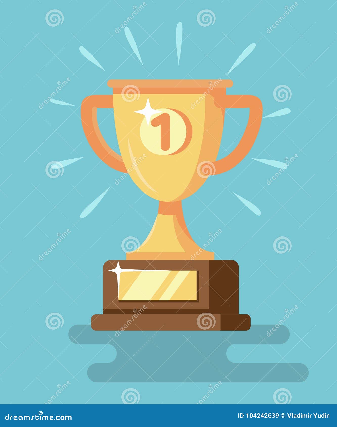 Trophy Vector Icon with Number One. Stock Vector - Illustration of ...