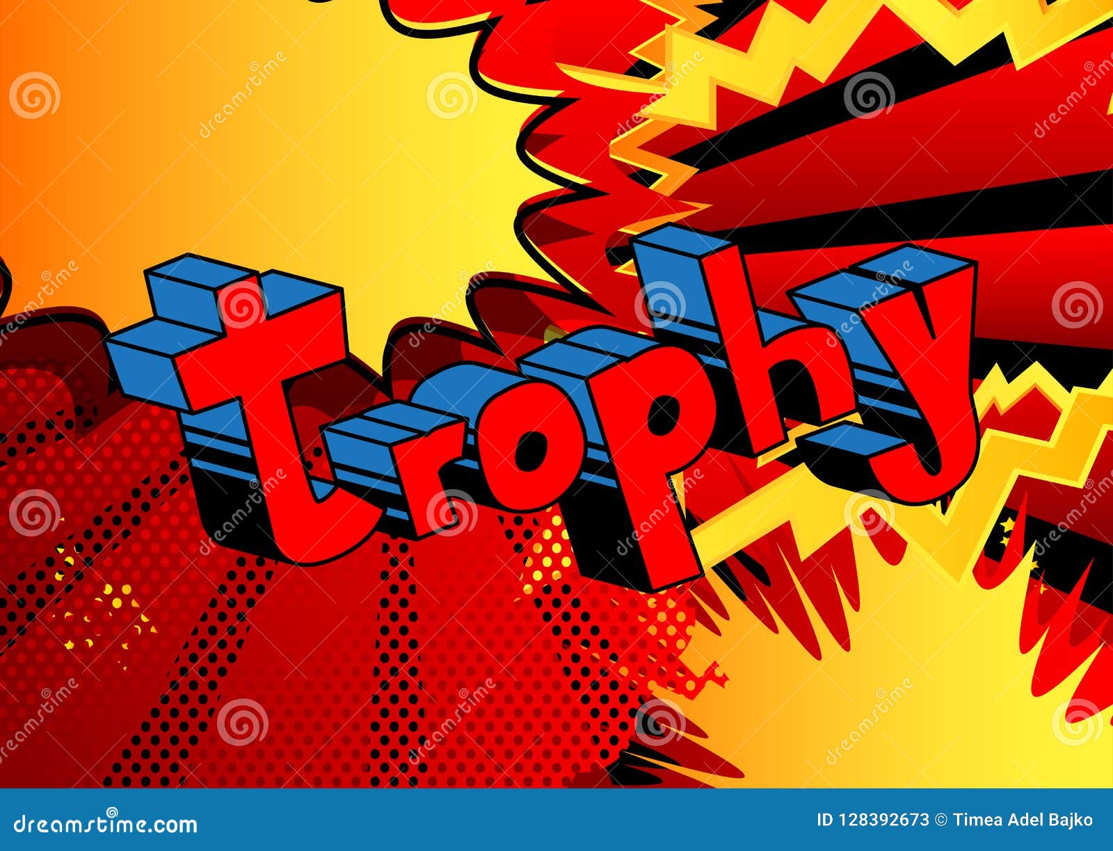 Trophy - Vector Illustrated Comic Book Style Phrase. Stock Illustration ...