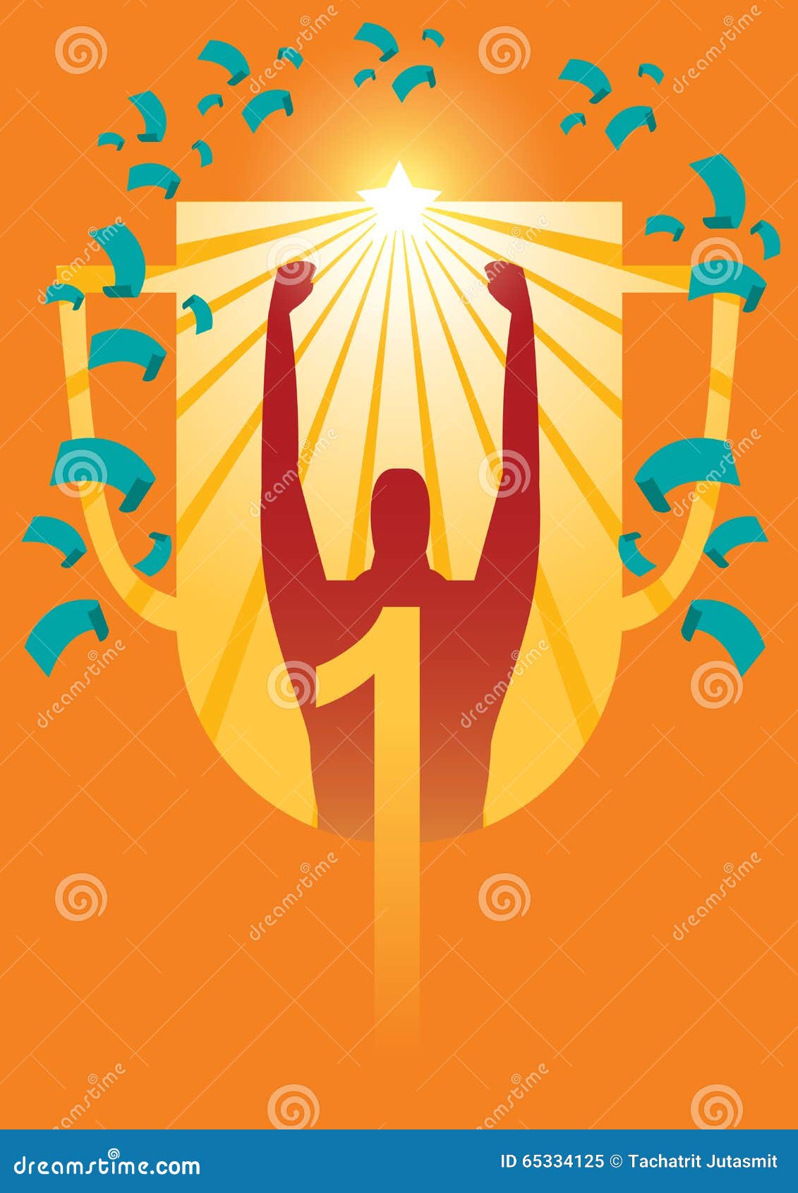 Trophy Of Winner On Orange Background Stock Vector - Illustration of ...