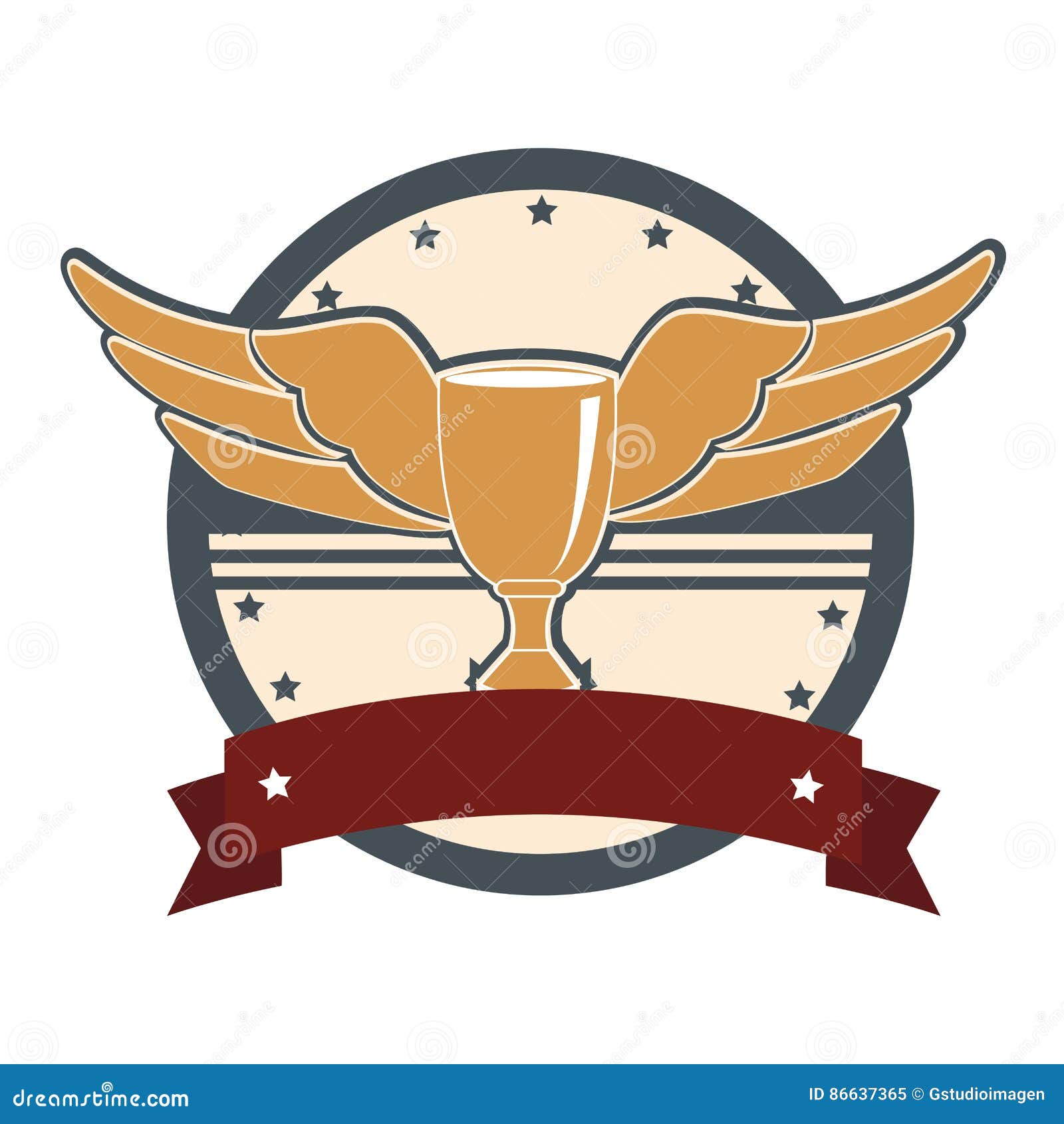 Trophy Winner with Wings Isolated Icon Stock Vector - Illustration of ...