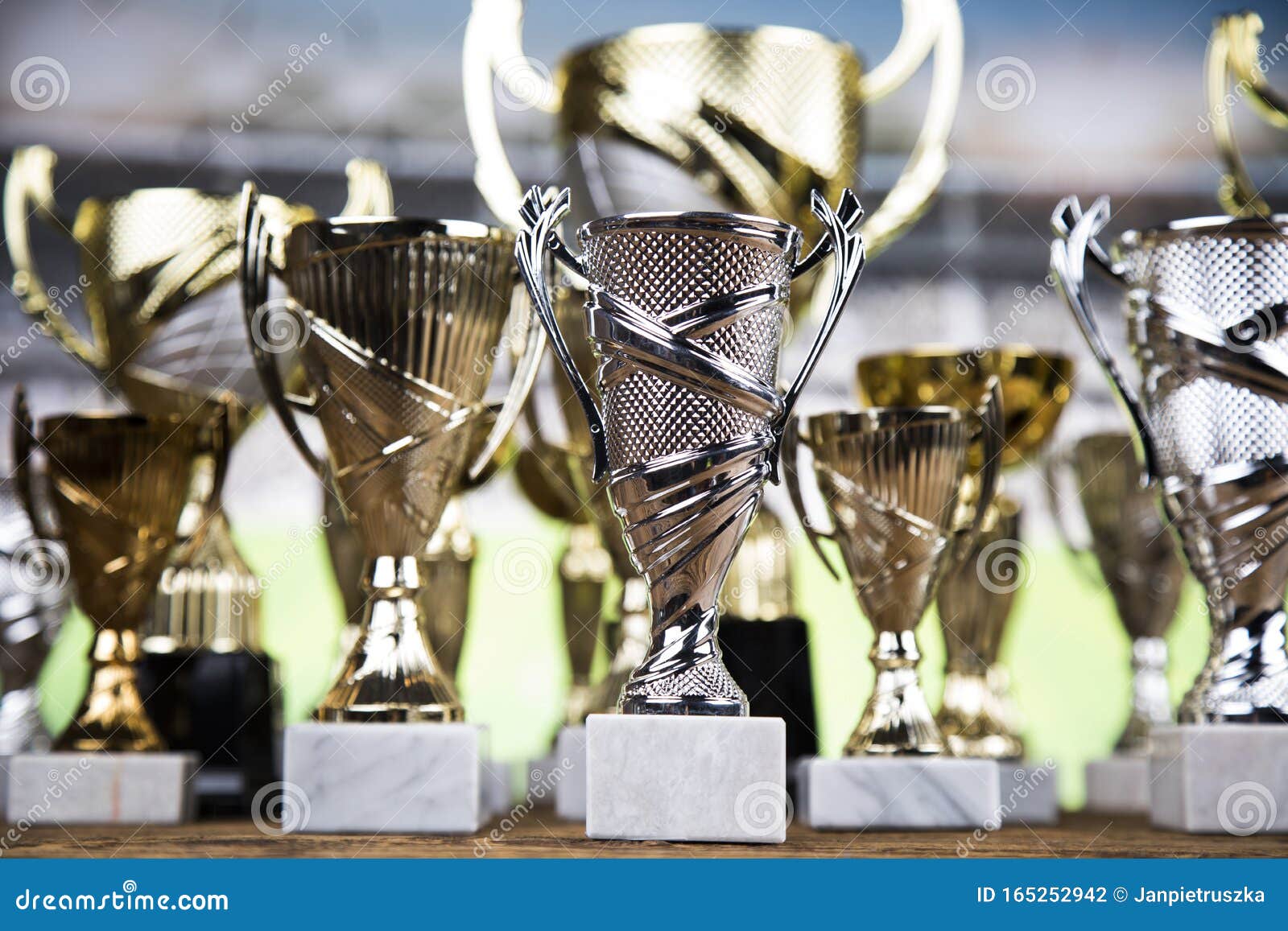 Trophy Winning, Sport Ball Background Stock Photo - Image of metallic ...