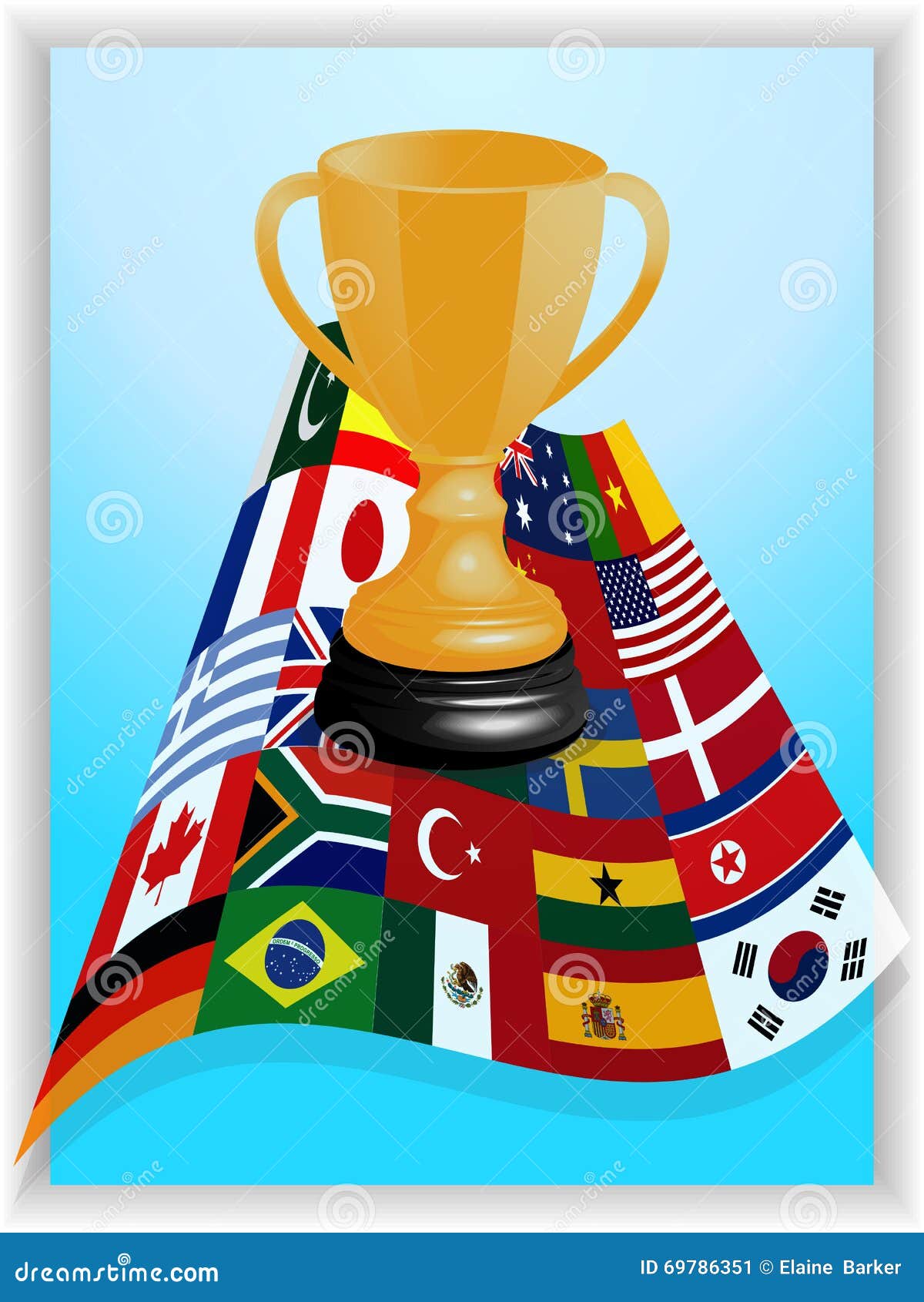 Flags On Gold Pole Cartoon Vector | CartoonDealer.com #31142125