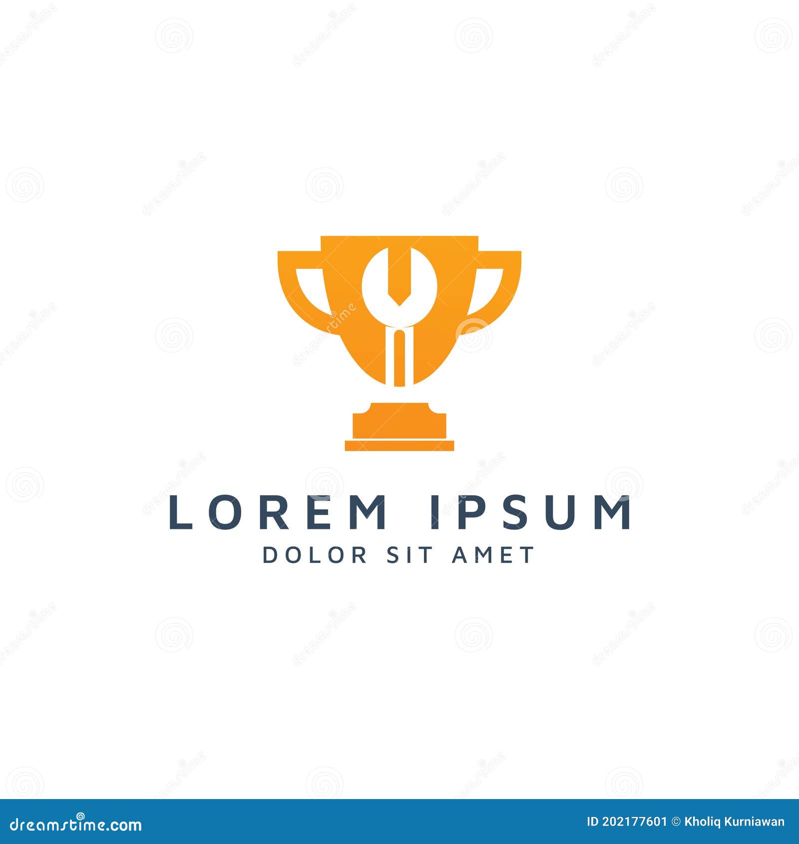 Trophy and Wrench Negative Space Logo Design Stock Vector ...