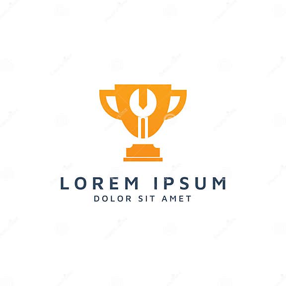 Trophy and Wrench Negative Space Logo Design Stock Vector ...