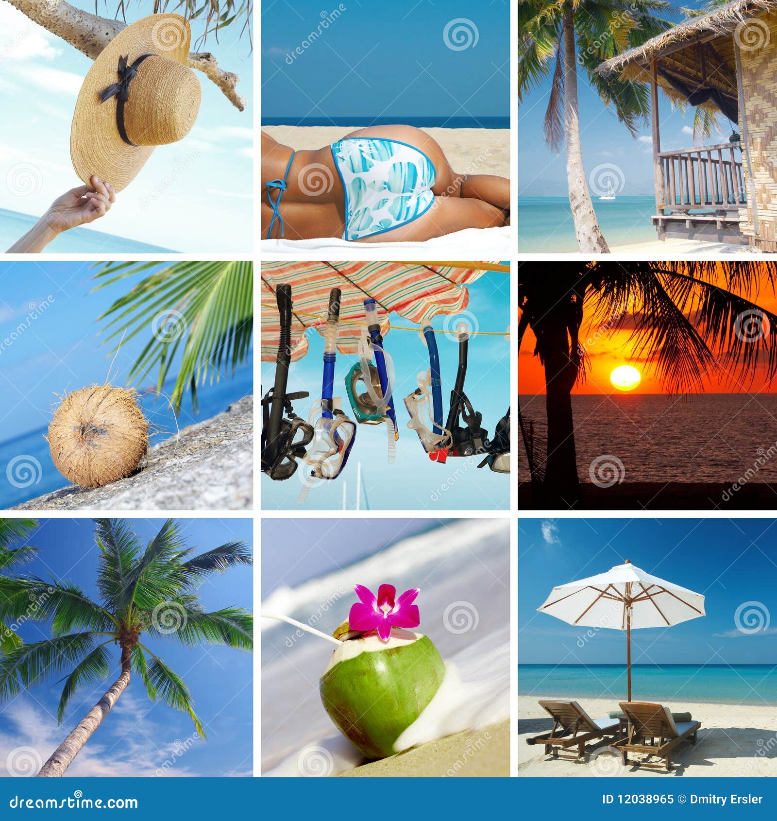 Tropic collage stock image. Image of resort, beach, outline - 12038965