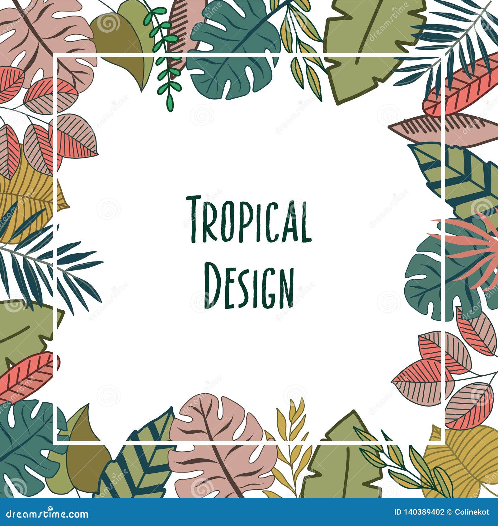 Tropic design border frame stock vector. Illustration of garden - 140389402