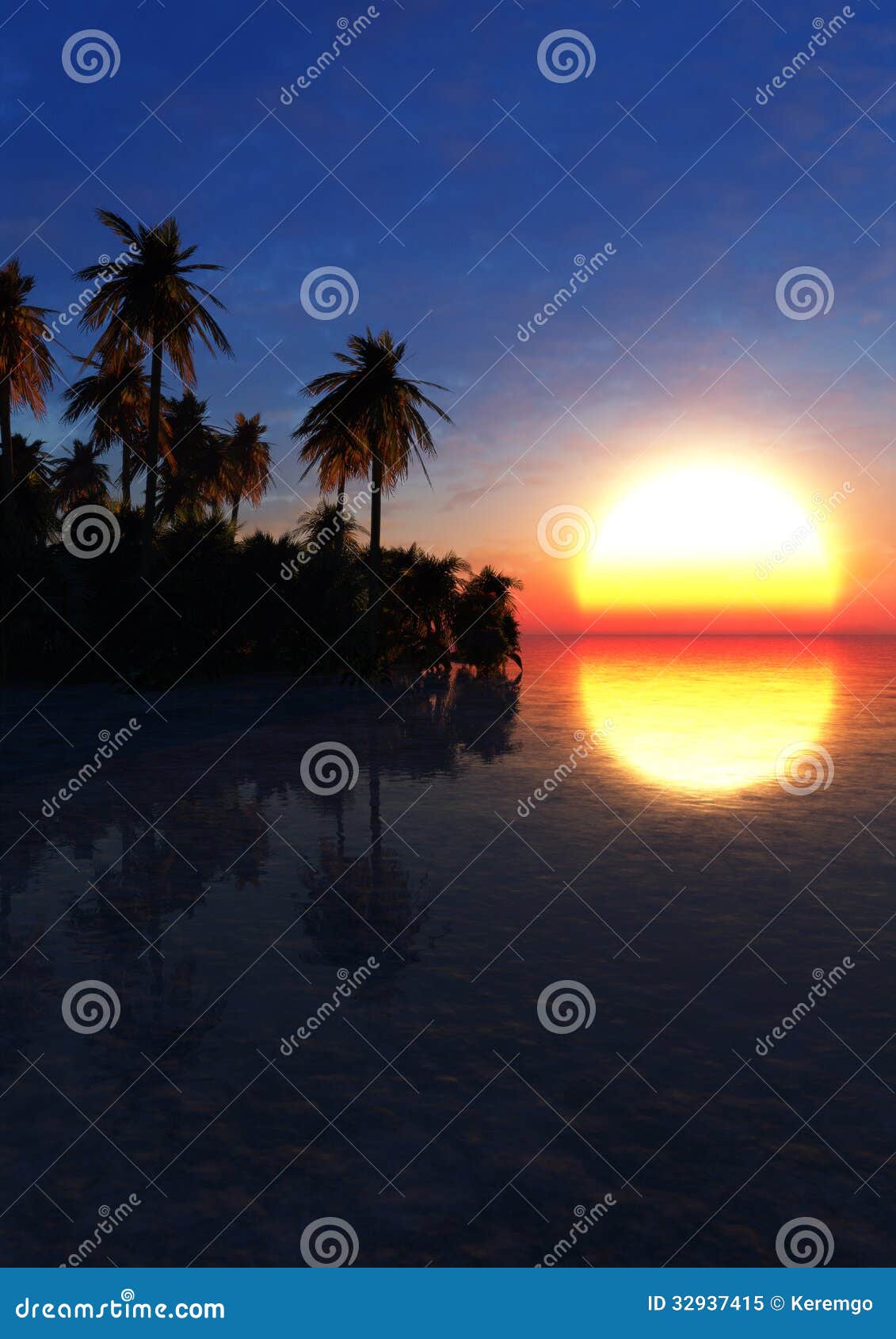 Tropic Environment Sunset stock illustration. Illustration of design ...