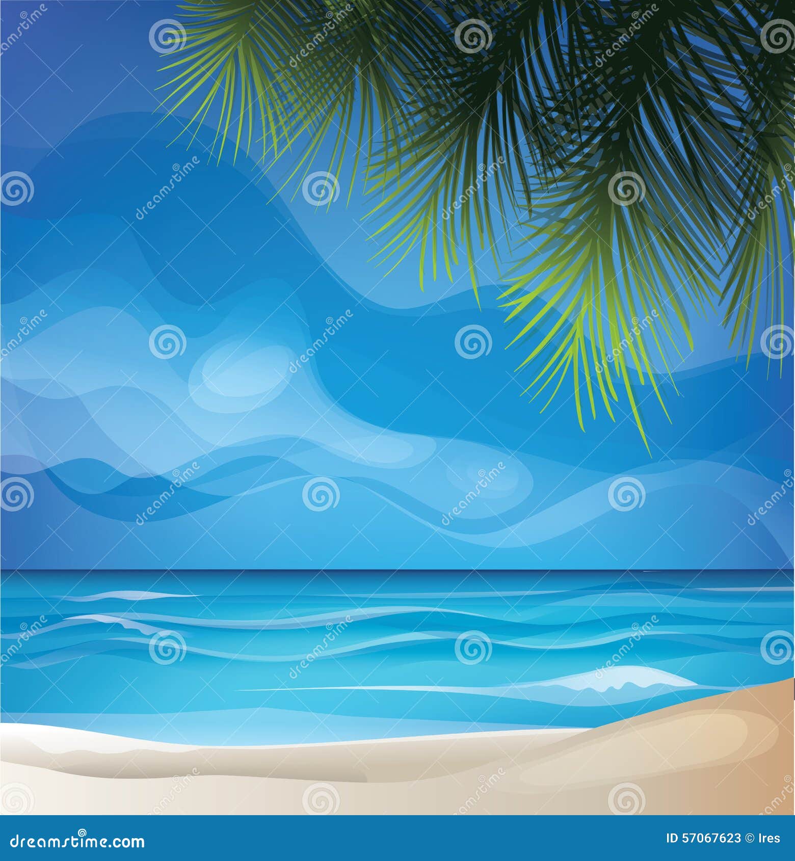 Tropic Exotic Island Beach Landscape Stock Vector - Illustration of ...