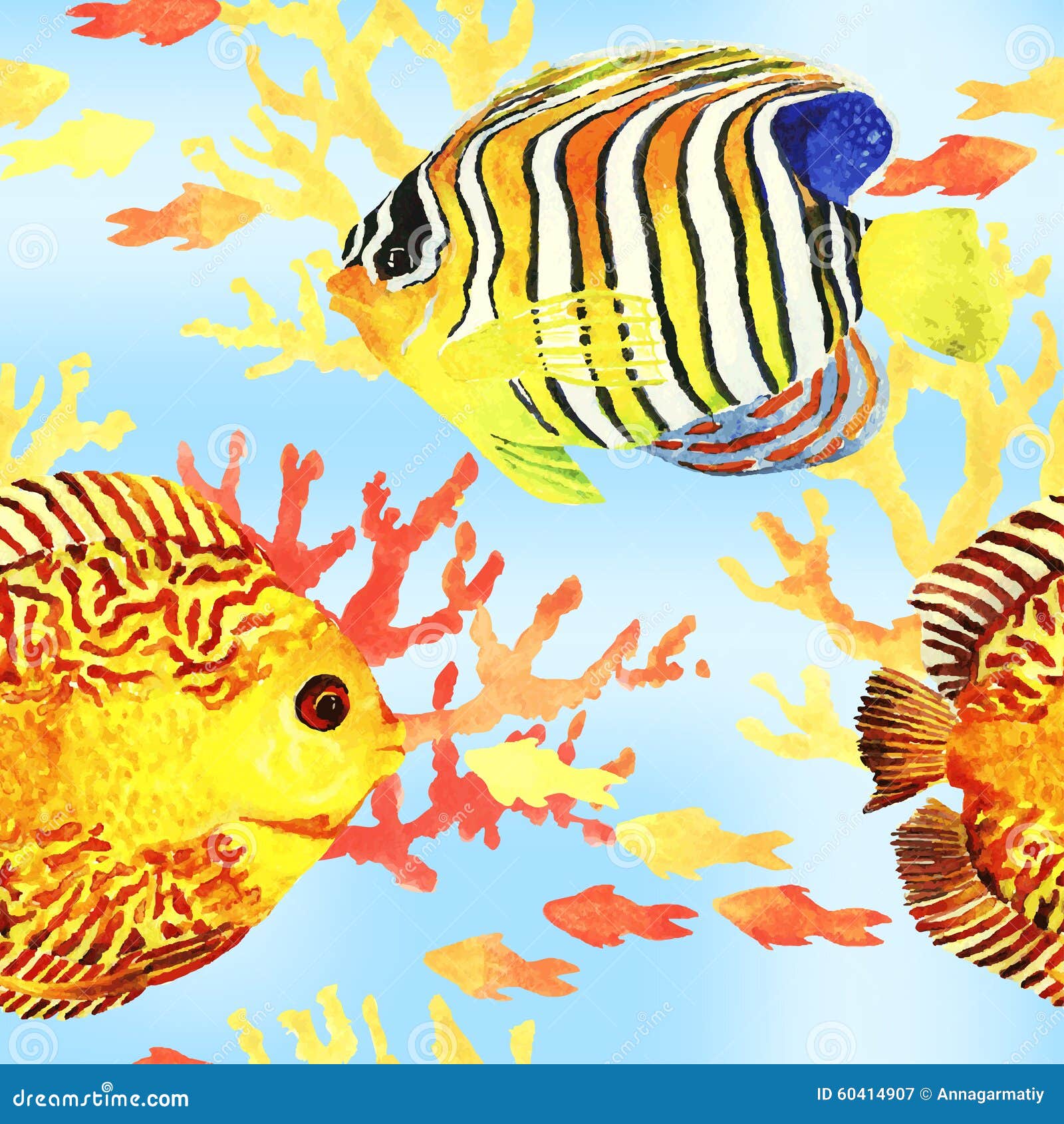 Tropic fishes seamless stock vector. Illustration of raster - 60414907