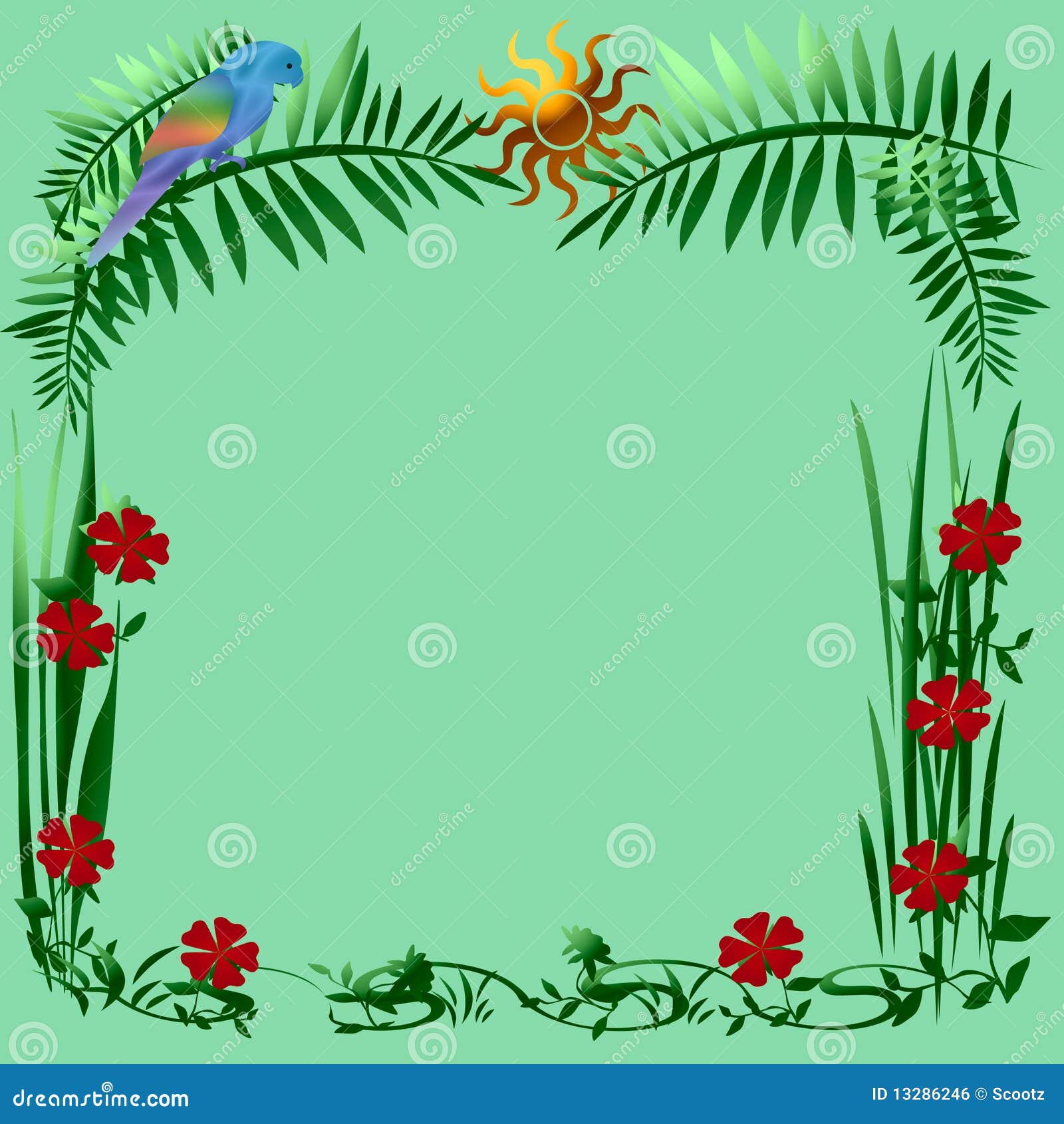 Tropic parrot frame stock illustration. Illustration of blue - 13286246