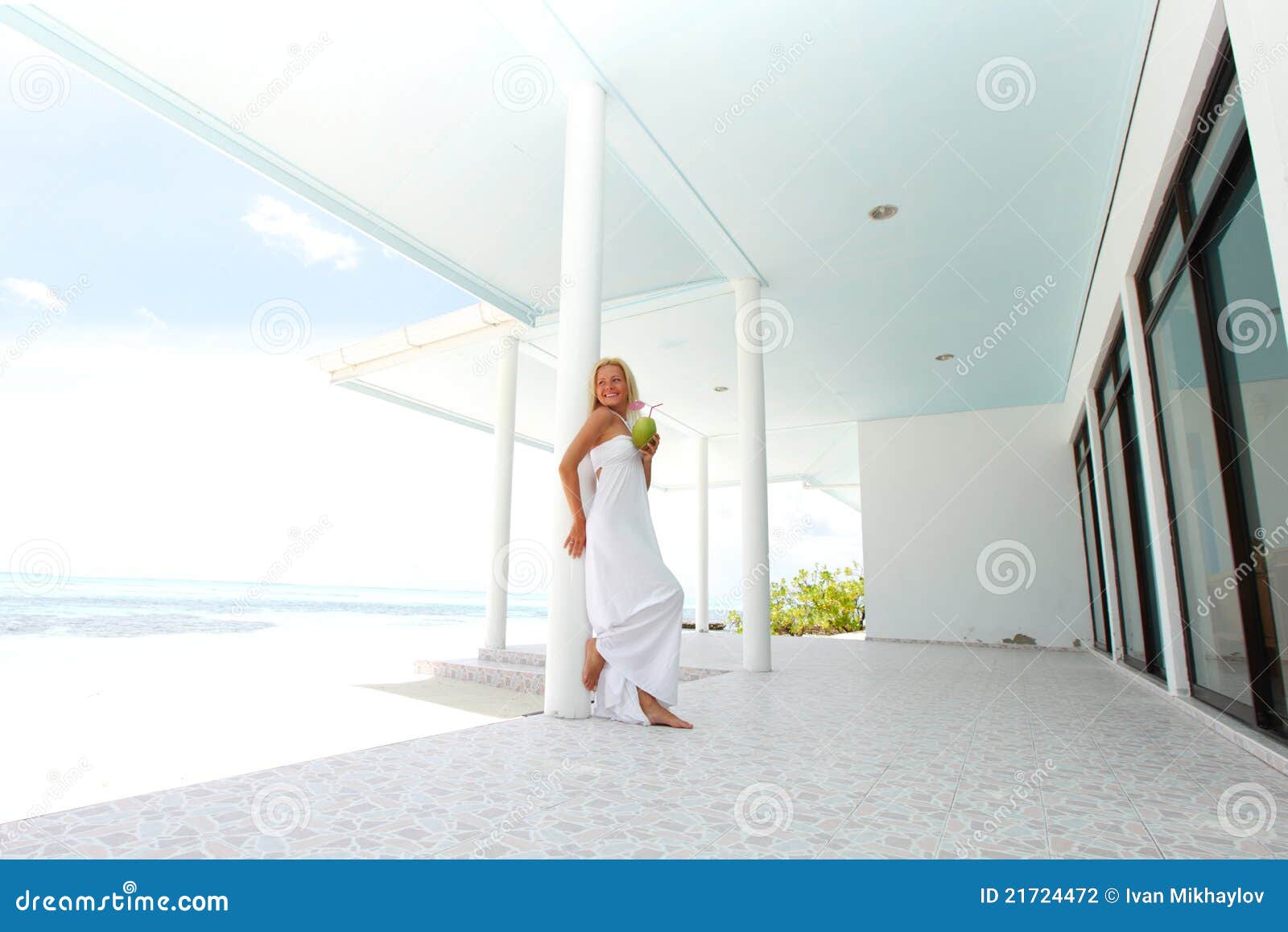 Tropic Woman on the Veranda Stock Photo - Image of home, people: 21724472
