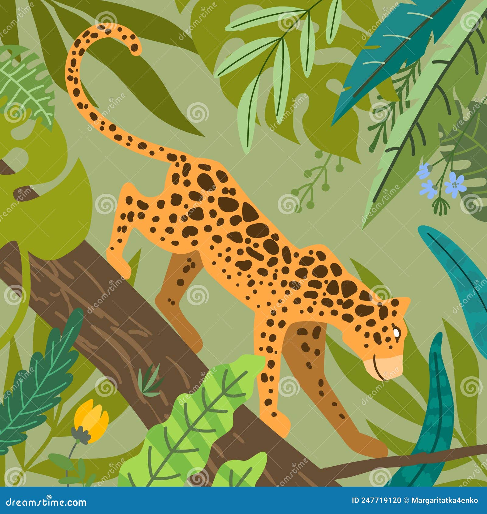 Tropical Animals Vector. Beautiful Animalistic Composition Stock Vector ...