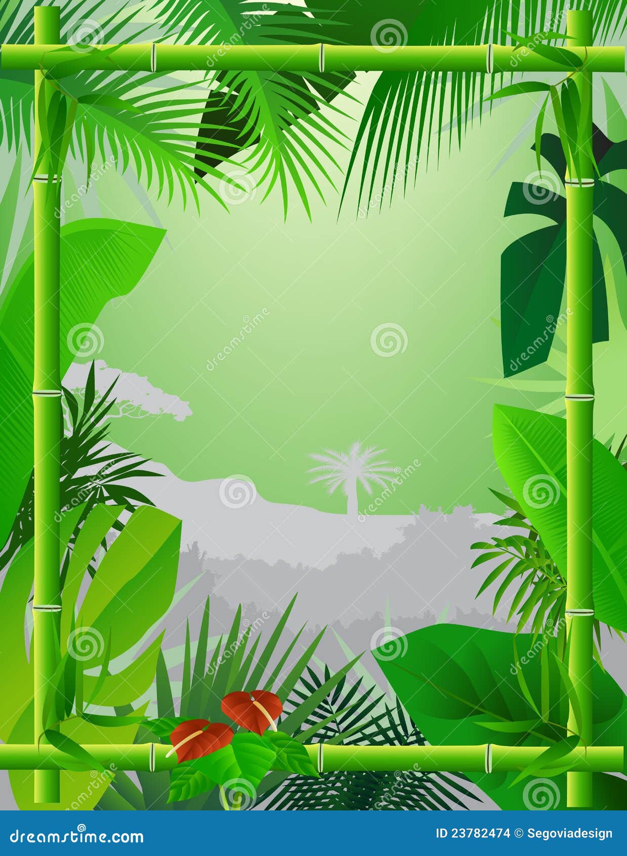 Tropical Background with Bamboo Frame Stock Vector - Illustration of ...