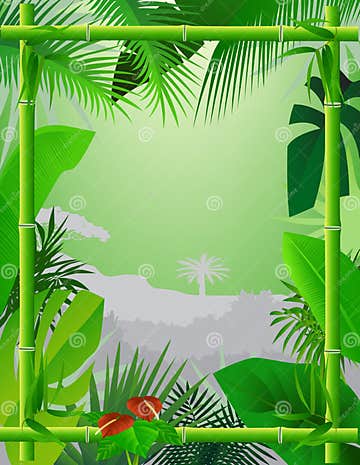 Tropical Background with Bamboo Frame Stock Vector - Illustration of ...