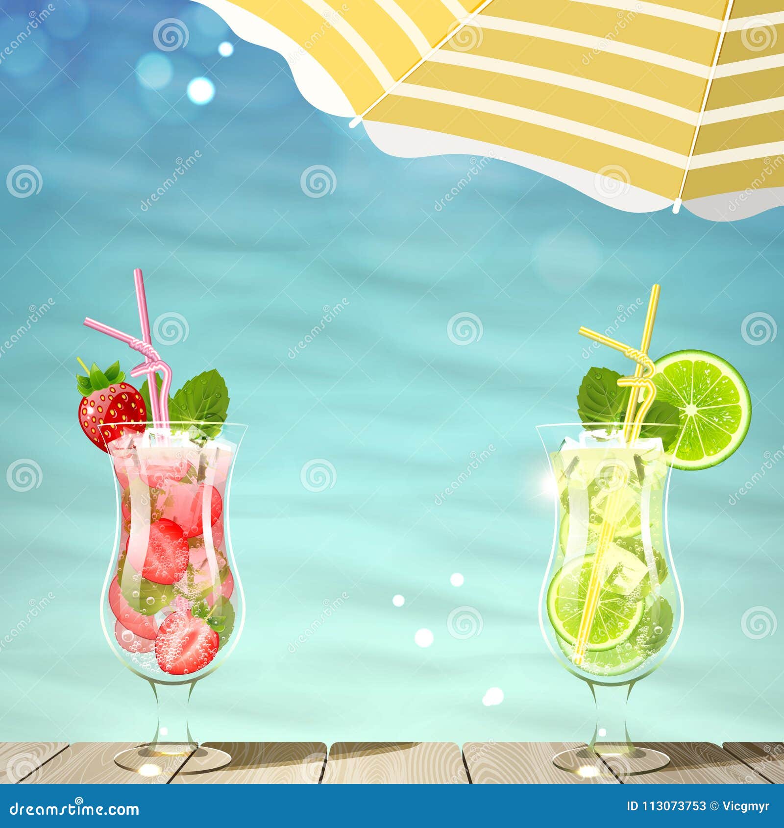 Tropical Background with Fresh Cocktails Stock Vector - Illustration of ...