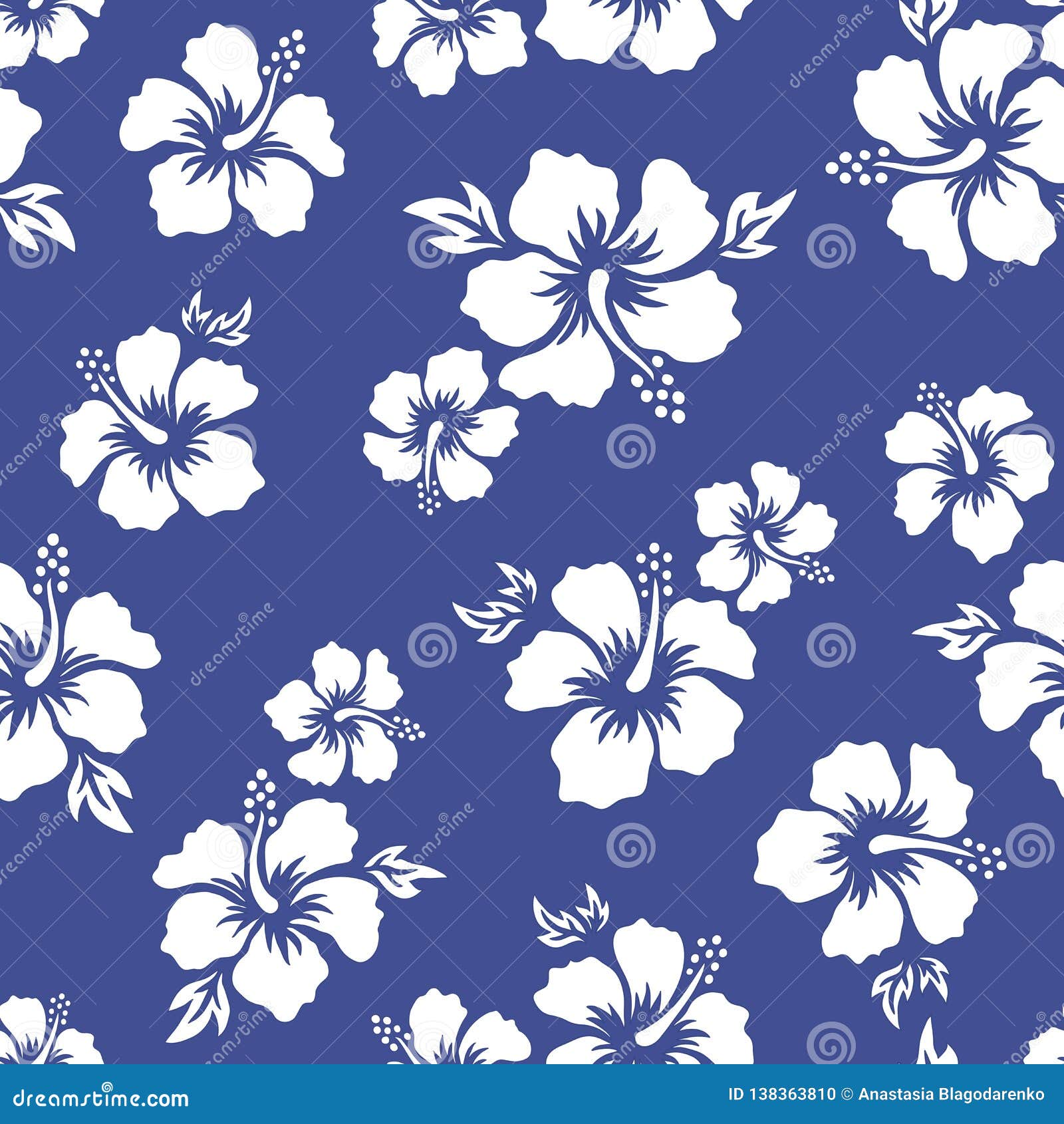 Hibiscus Flowers Seamless Pattern Hawaiian Aloha Shirt Seamless
