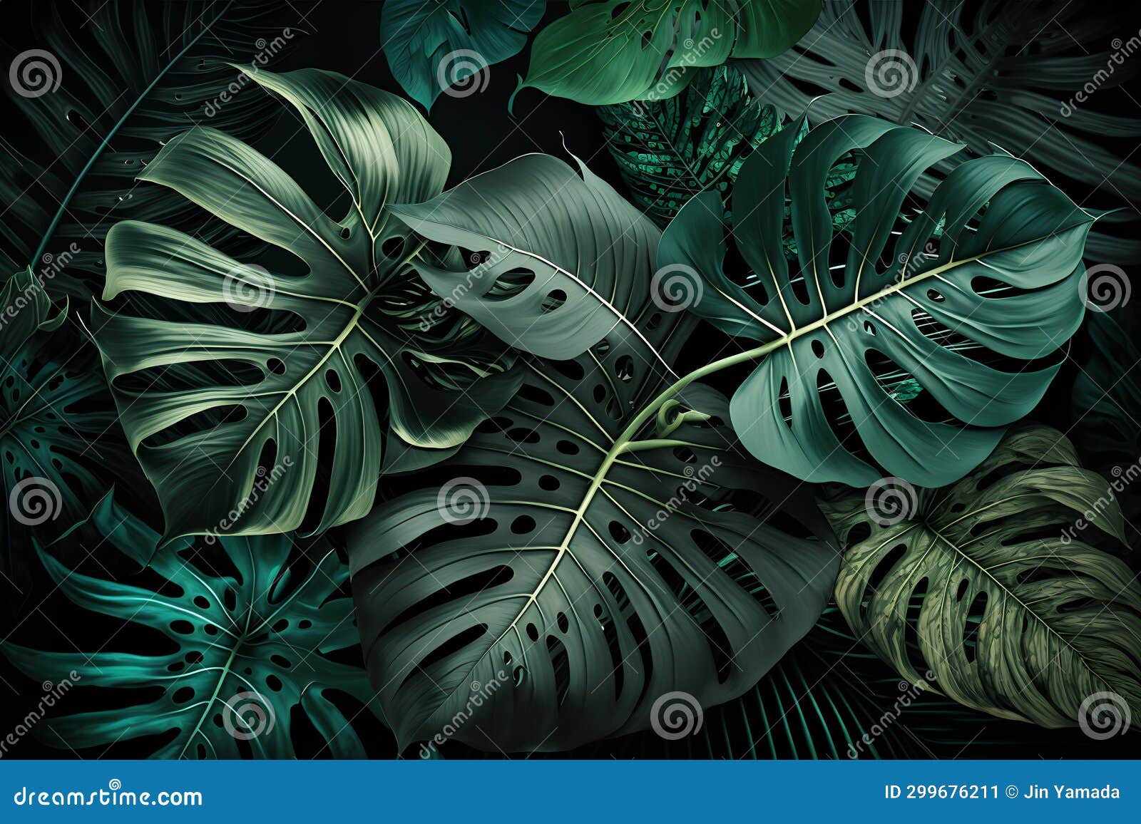 Tropical Background with Monstera Leaves. Exotic Design Stock ...