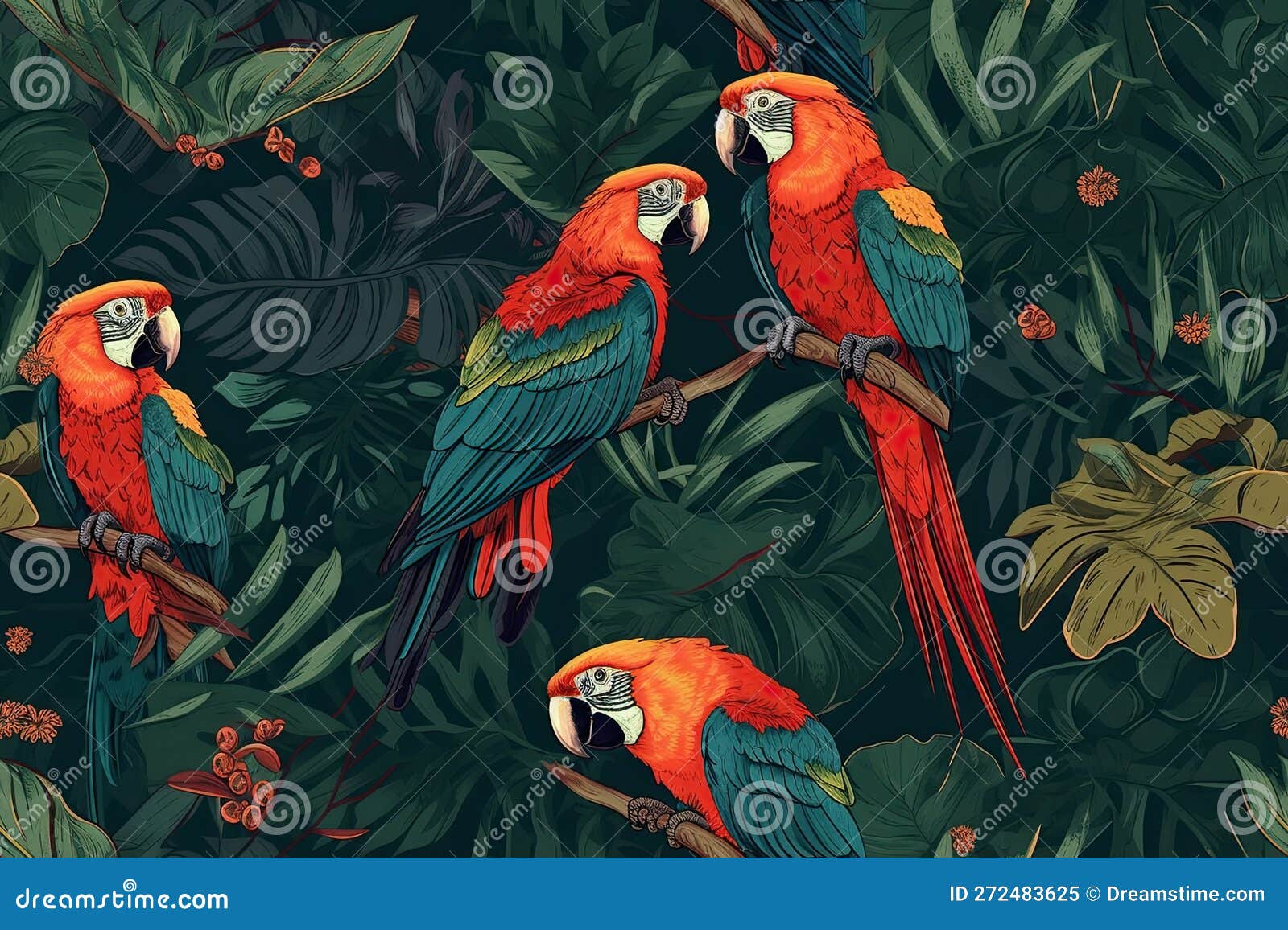 Pattern With Parrots. Seamless Texture. Vector Illustration ...