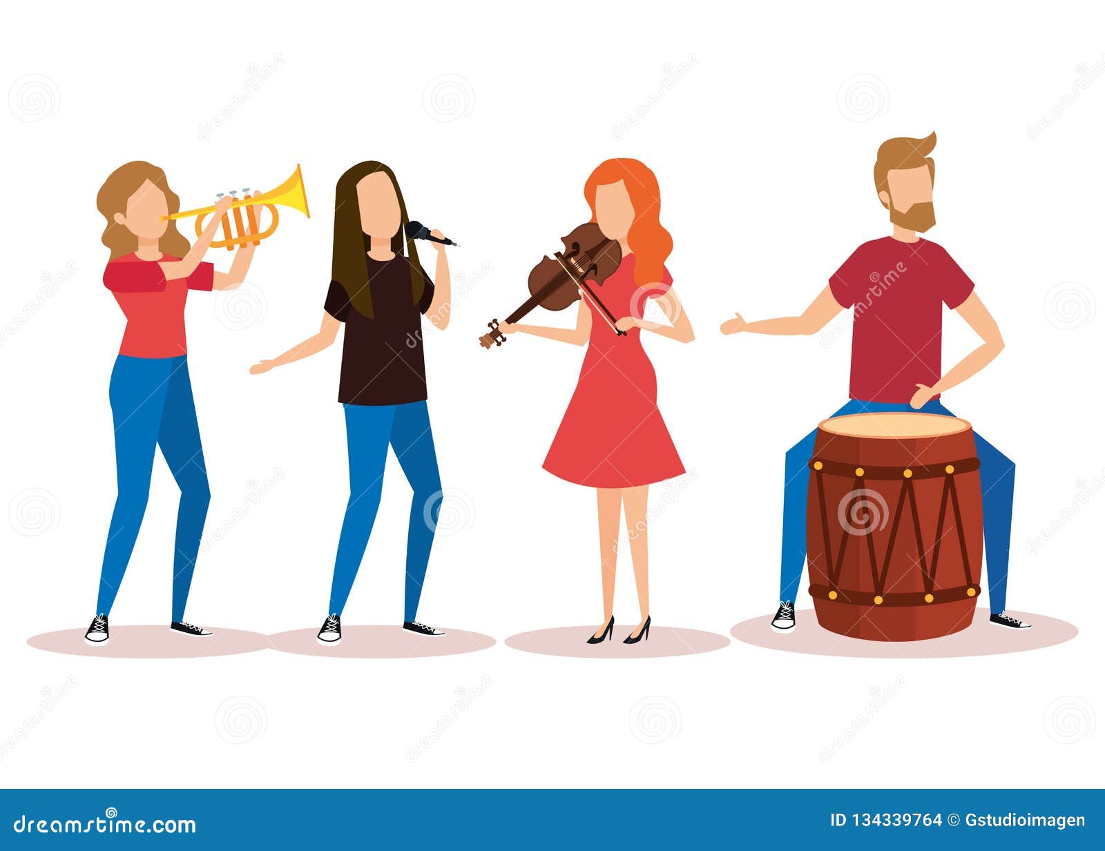 Tropical Band Playing Instruments Stock Vector - Illustration of ...