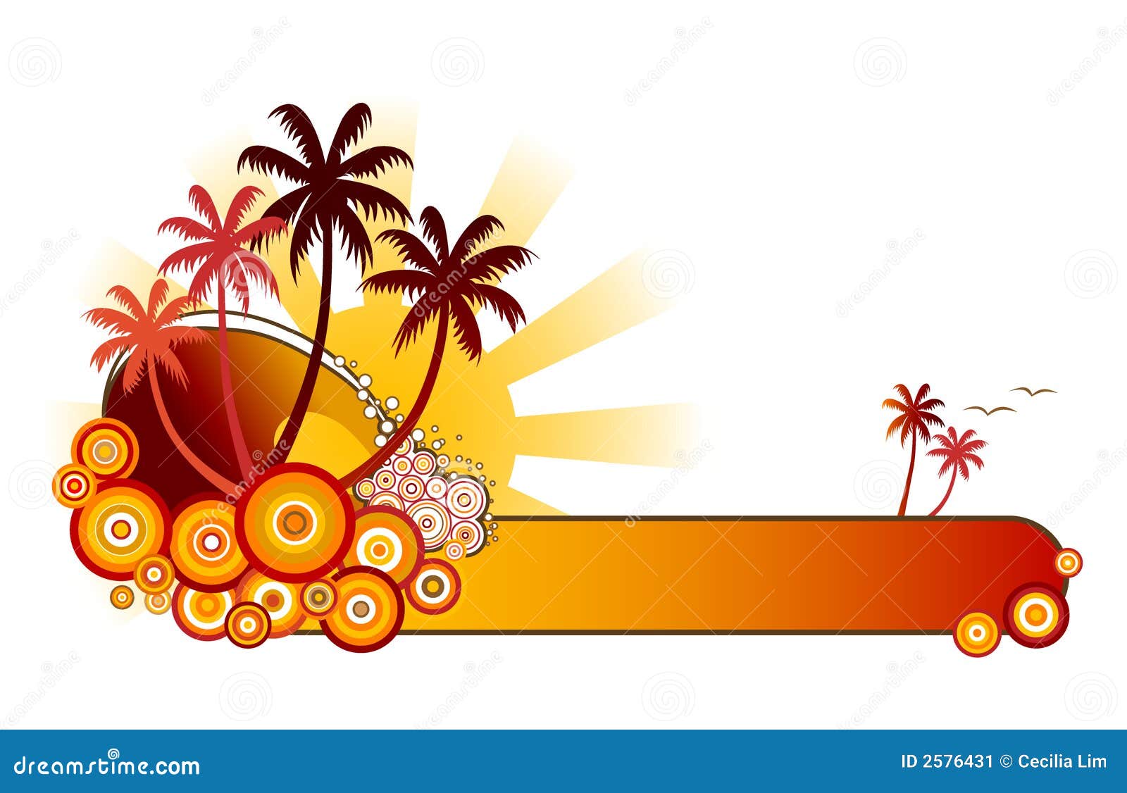 Tropical Beach Banner-Red stock vector. Illustration of beach - 2576431