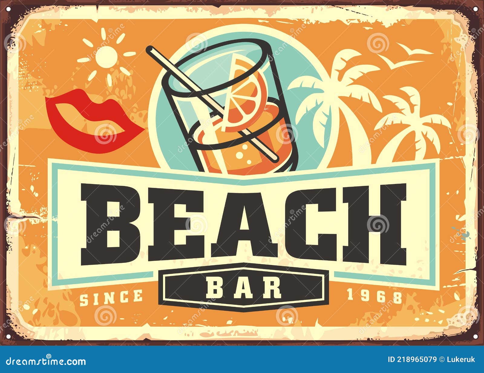 Tropical Beach Bar Sign Stock Vector Illustration Of Juice 218965079