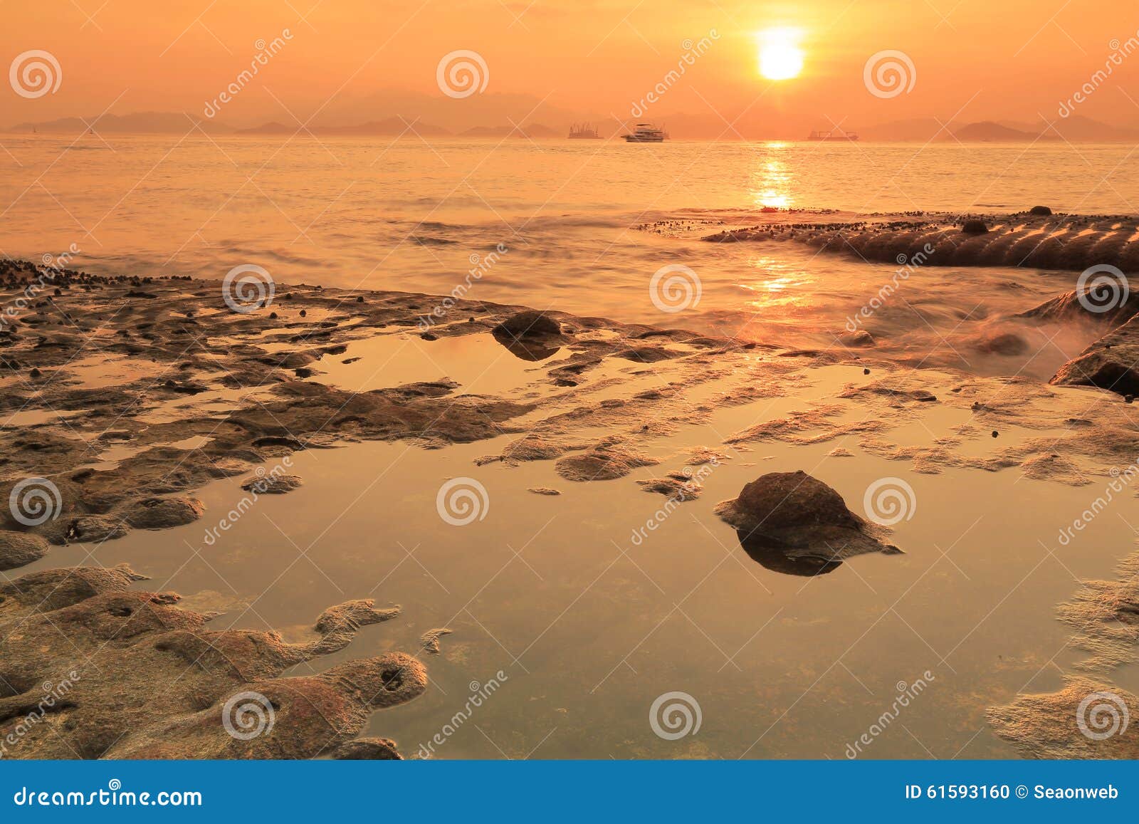 Tropical Beach at Beautiful Sunset at Waterfall Bay Stock Photo - Image ...