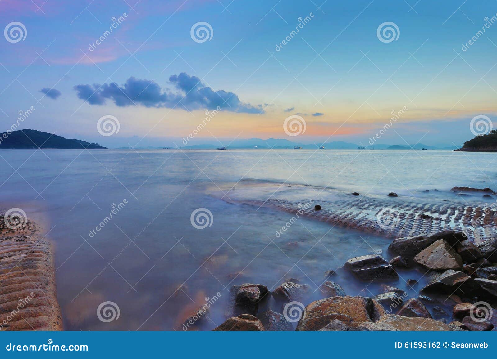 Tropical Beach at Beautiful Sunset at Waterfall Bay Stock Photo - Image ...