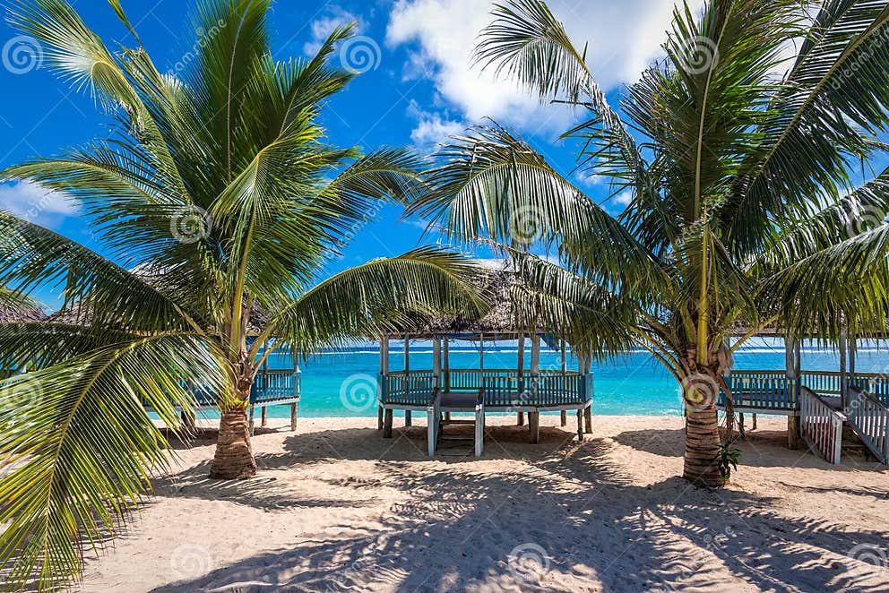 Tropical Beach on the Coast of Samoa Stock Photo - Image of polynesia ...