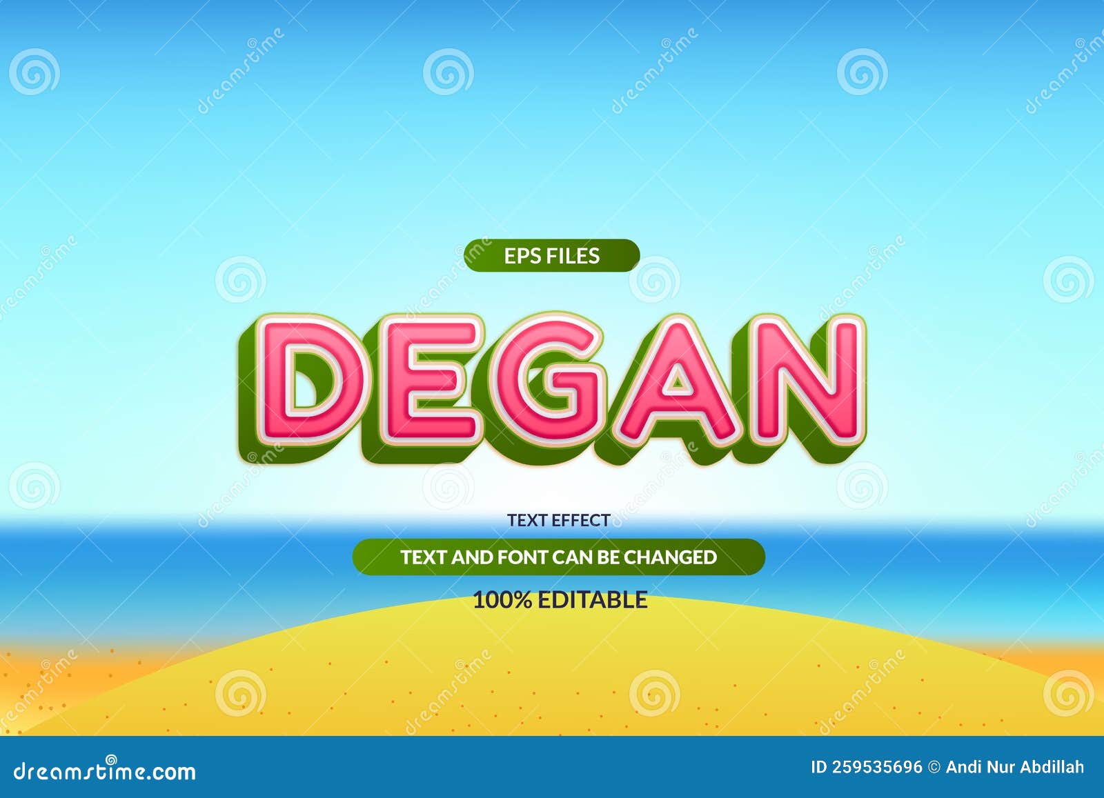 Tropical Beach Coconut Degan Editable Text Effect. Eps Vector File ...