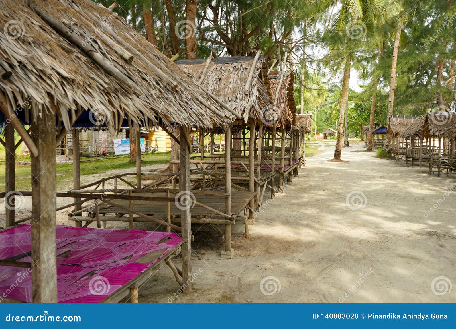 Tropical beach cottages stock photo. Image of palm, relaxing - 140883028