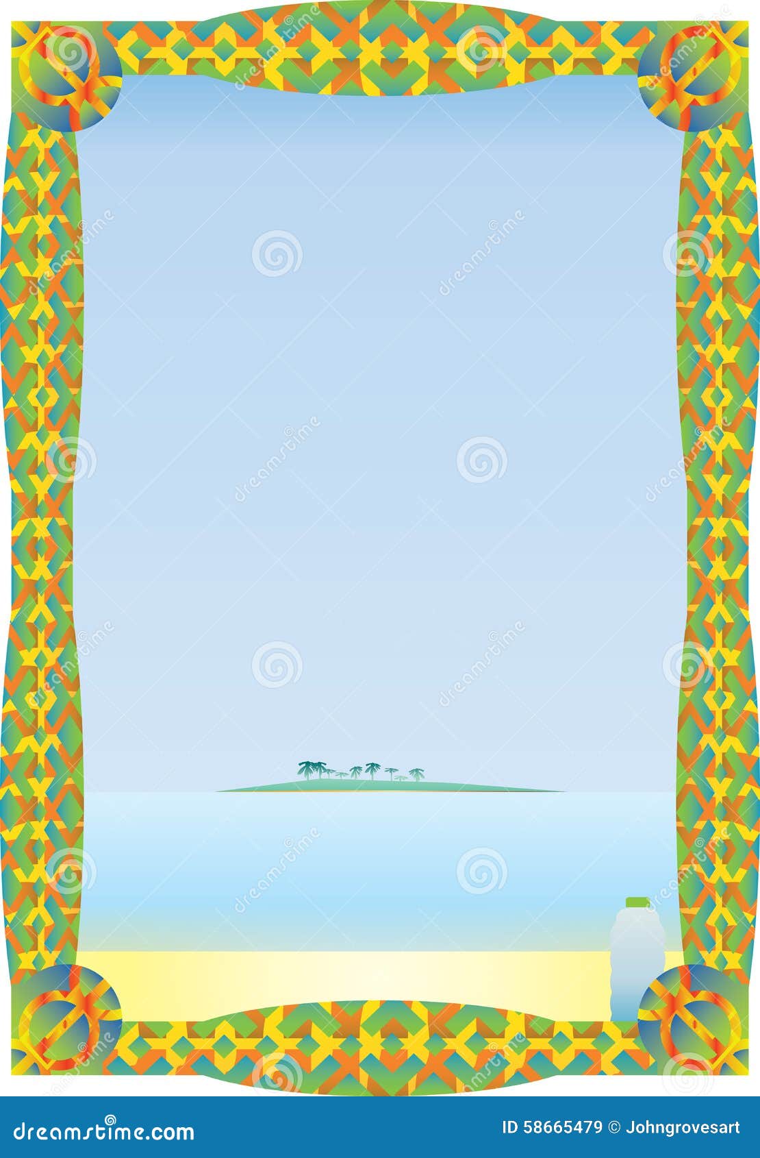 Tropical Beach in a Frame stock vector. Illustration of frame - 58665479