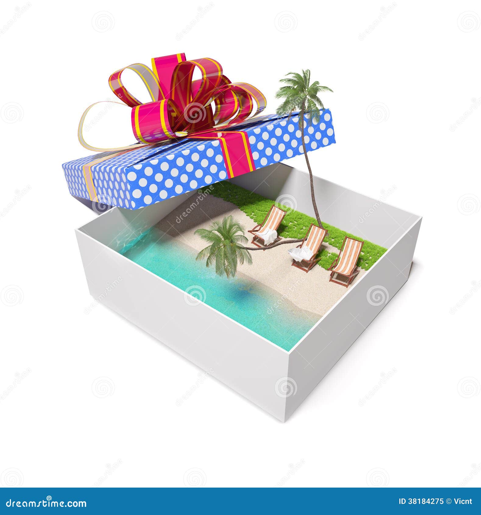 Tropical Beach in the Gift Box Stock Illustration - Illustration of ...