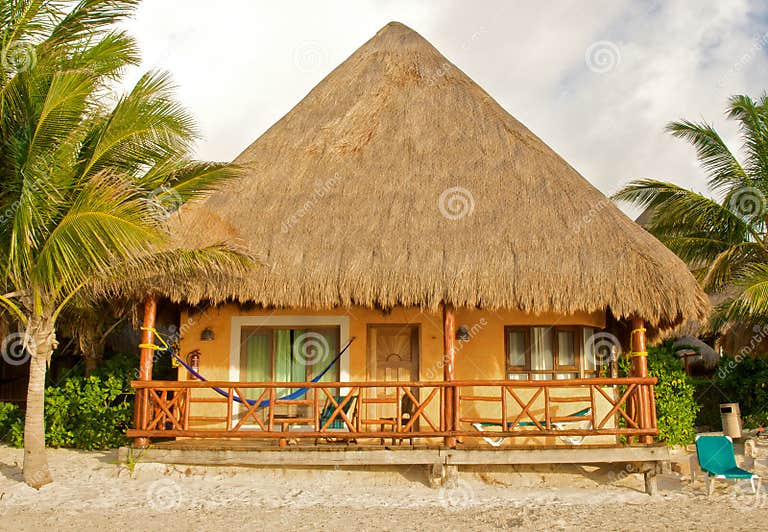 Tropical beach hut stock image. Image of palm, deck, sand - 8655167