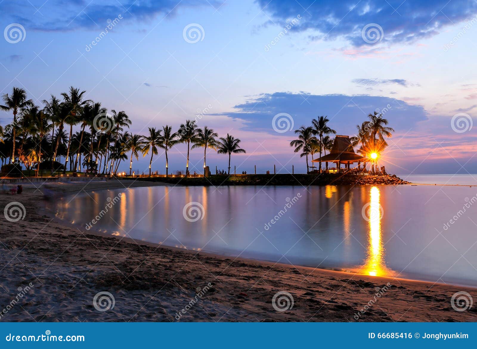 Tropical Beach at Magic Hour. Stock Photo - Image of outdoor, golden ...