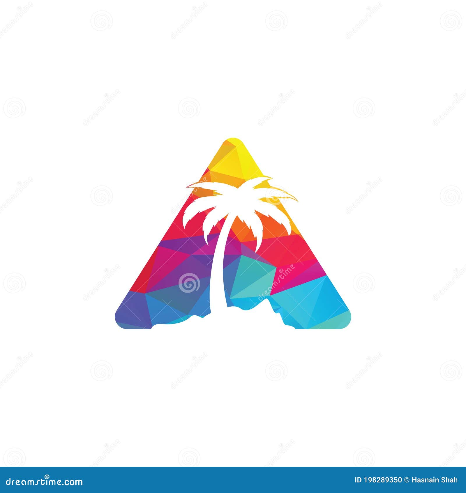 Tropical Beach and Palm Tree Logo Design. Stock Illustration ...