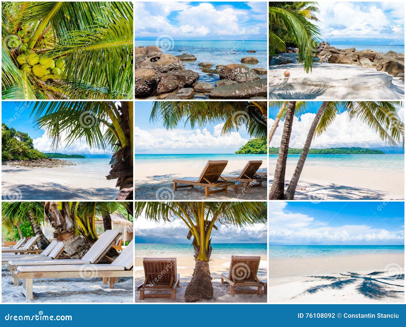 Tropical Beach with Palm Trees Stock Photo - Image of sand, island ...