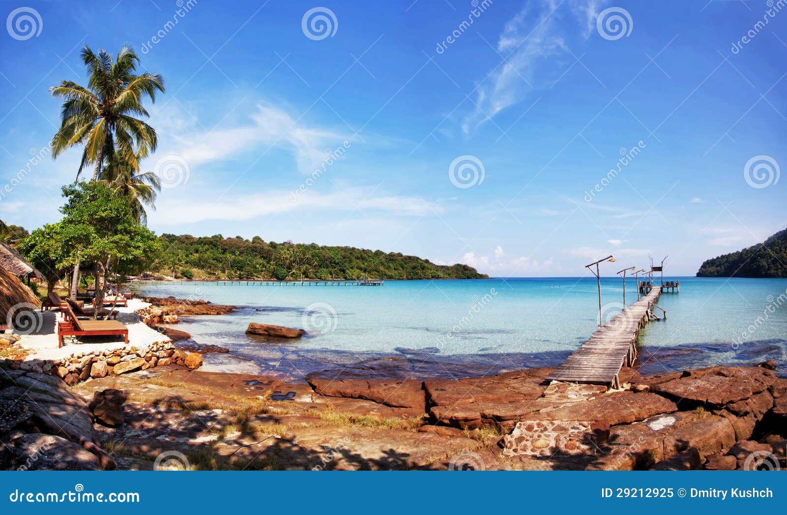 Tropical beach panorama stock image. Image of palm, colorful - 29212925