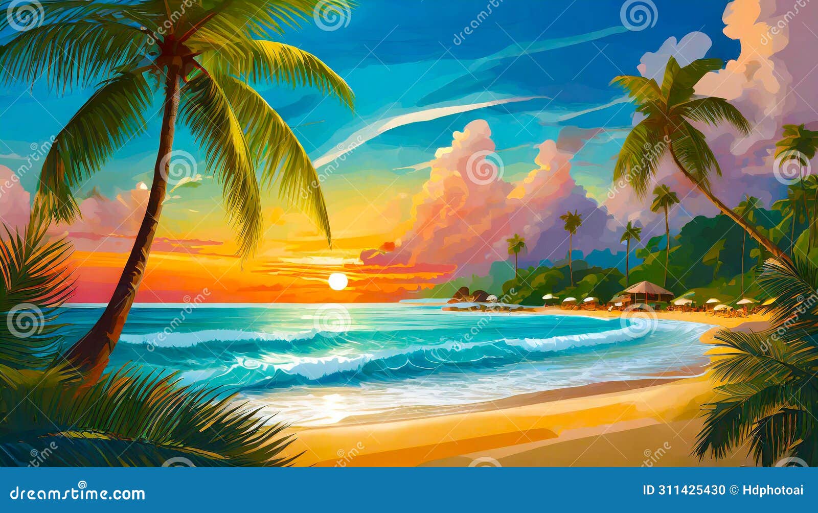 Tropical Beach Poster. Vector Illustration Stock Illustration ...