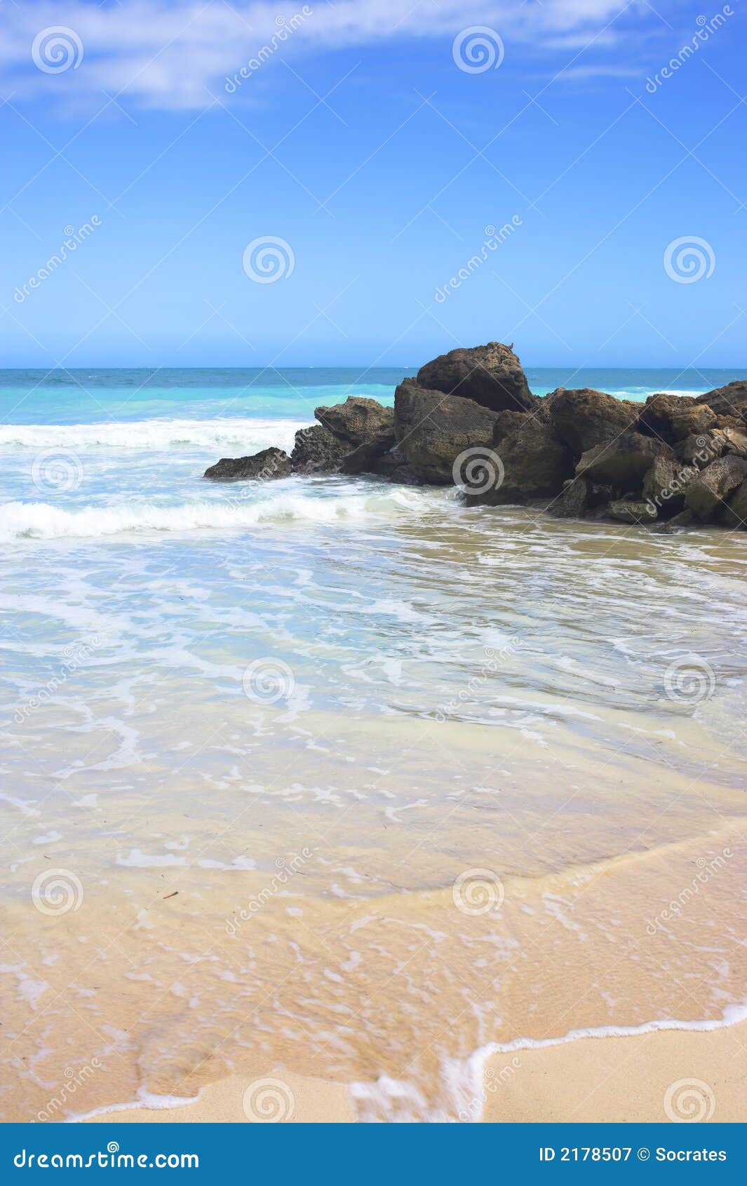 Tropical Beach with Rocks stock image. Image of rugged - 2178507