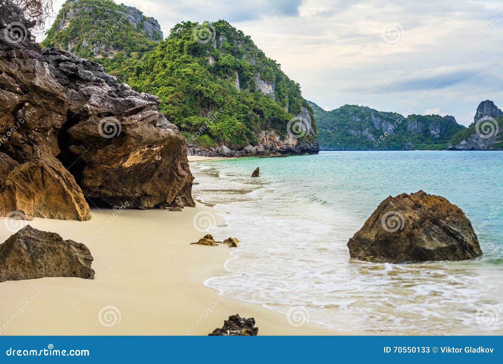 Tropical Beach with Rocks on a Summer Day Stock Image - Image of luxury ...
