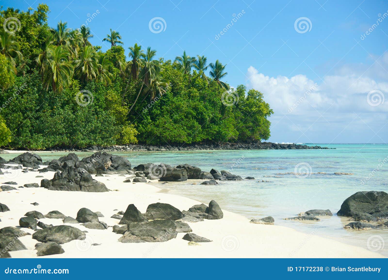 Tropical Beach, Rocks, White Sand and Trees. Stock Photo - Image of ...