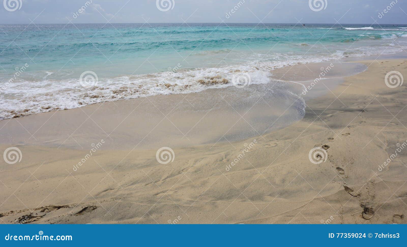 Tropical beach scene stock photo. Image of travel, waves - 77359024