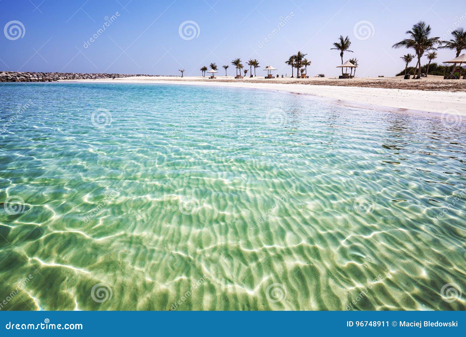 Tropical Beach Seen from Crystal Clear Water Stock Image - Image of ...